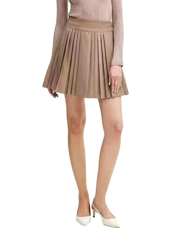 Guess Pleated Mini Skirt - Brown