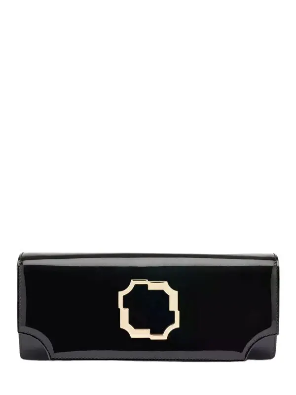 MALONE SOULIERS Vivien Patent-leather Clutch Bag With Chain Strap - Black