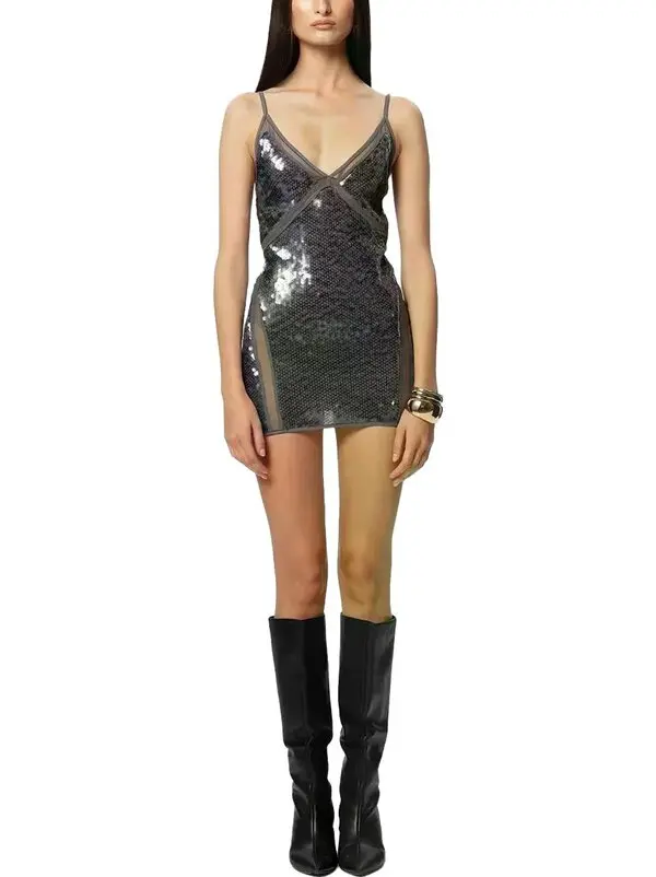 GOD SAVE QUEENS Sirena Sequin-embellished Mesh-panel Mini Dress - Purple