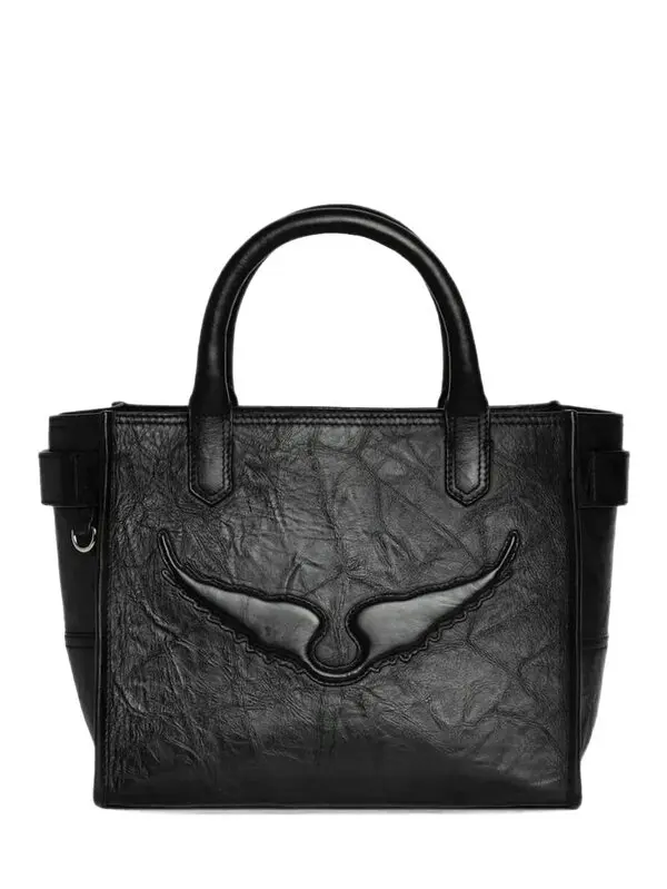 Zadig&Voltaire Small Angel Crinkled-effect Wings-patch Tote Bag - Black