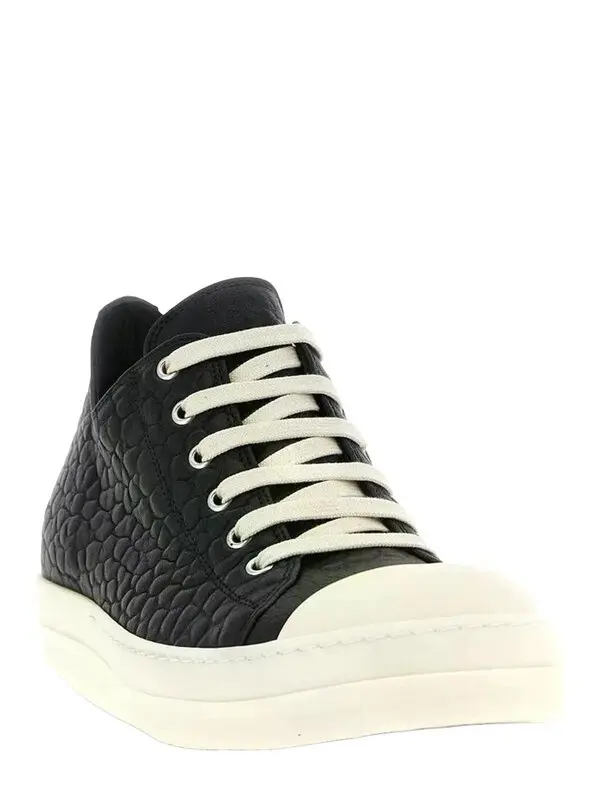 Rick Owens Textured Leather Sneakers - Black