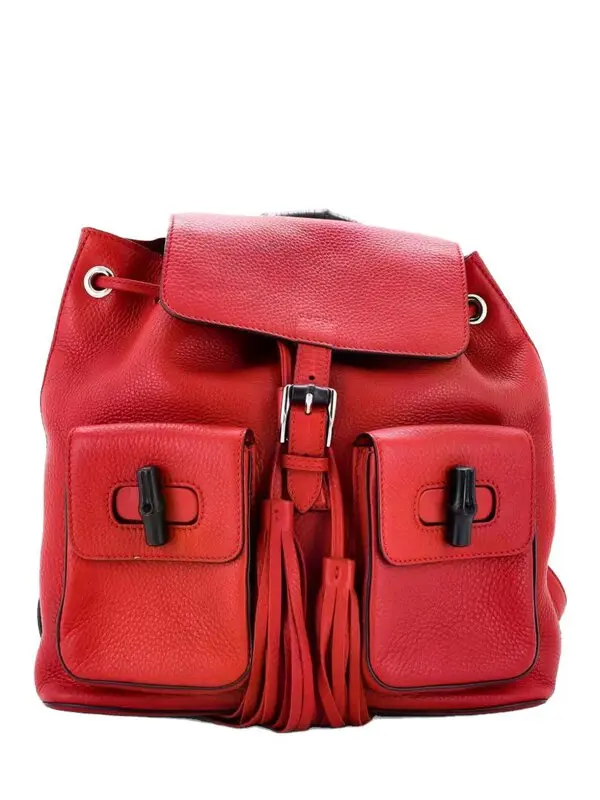 Gucci Bamboo Tassel Leather Backpack - Red