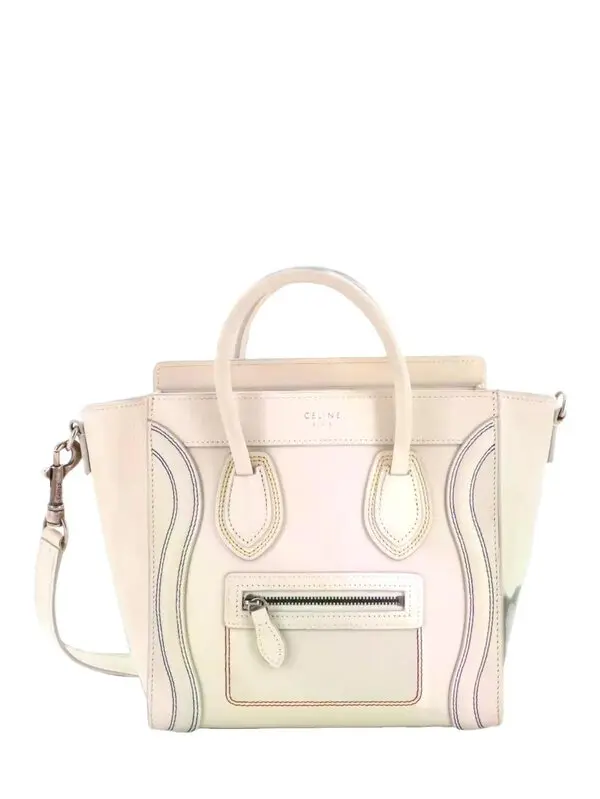 Celine Luggage Bag Smooth Leather Nano Crossbody Bag - White