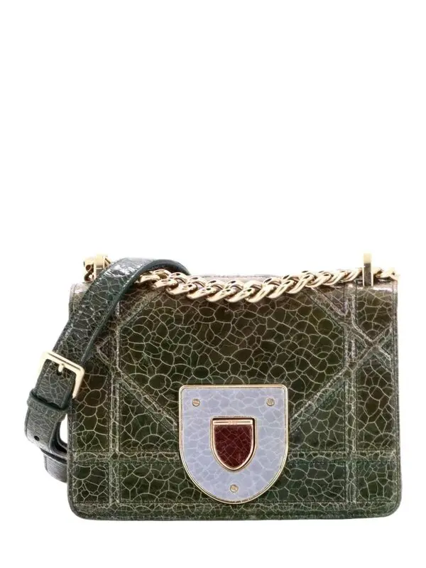 Dior Diorama Club Flap Bag Crackled Deerskin Small Shoulder Bag - Green