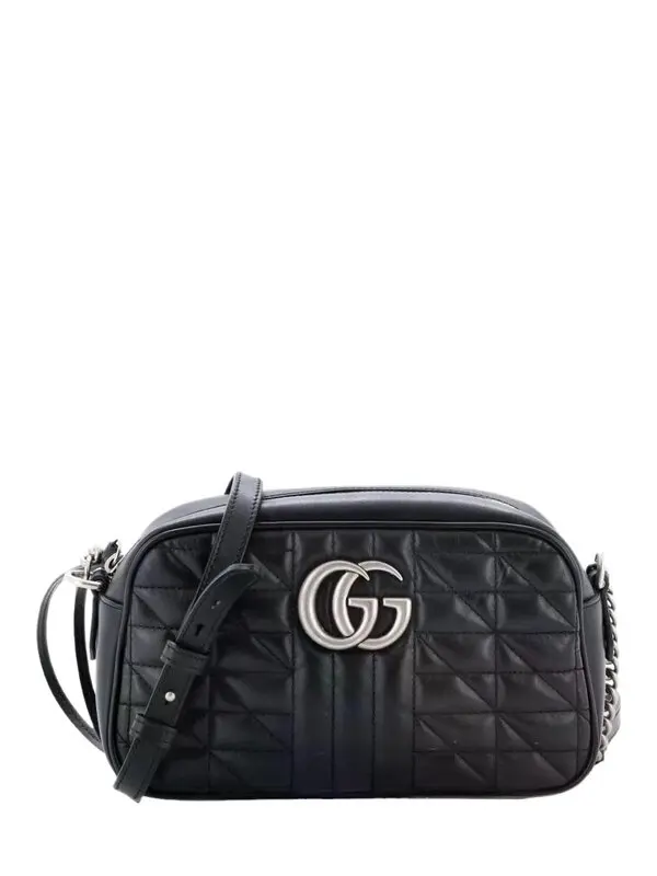Gucci Gg Marmont Small Matelassé Leather Shoulder Bag - Black