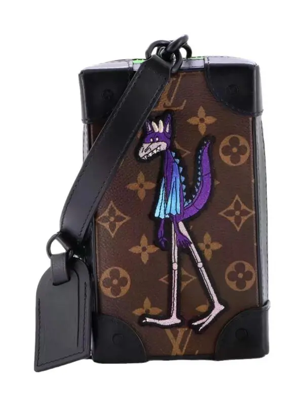 LOUIS VUITTON Soft Trunk Phone Box Monogram Canvas With Friends Patch Crossbody Bag - Black