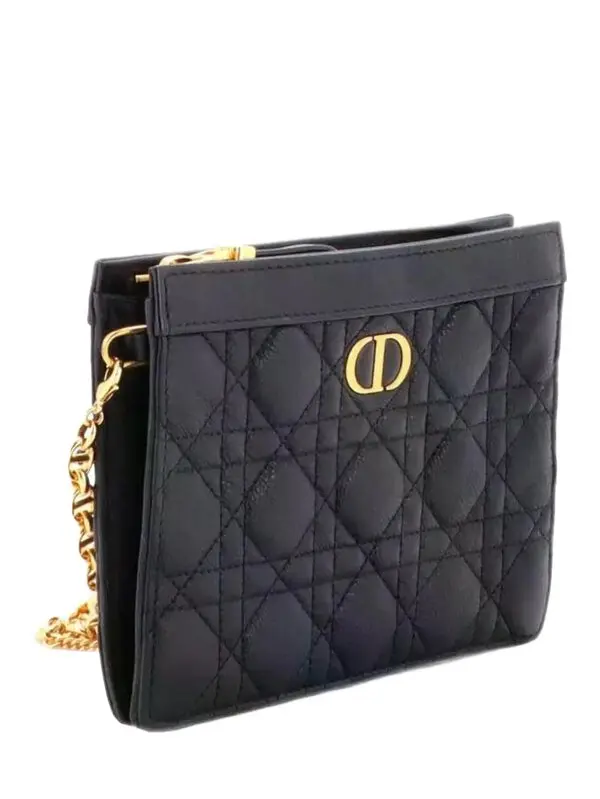 Dior Caro Clutch With Chain Cannage Quilt Calfskin Small Crossbody Bag - Black