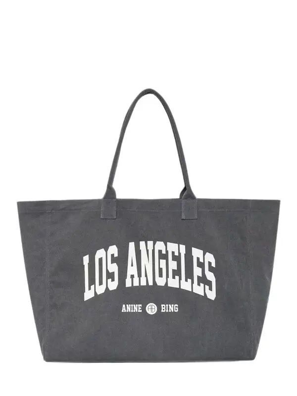 ANINE BING Leo Canvas Tote Los Angeles University Washed - Grey
