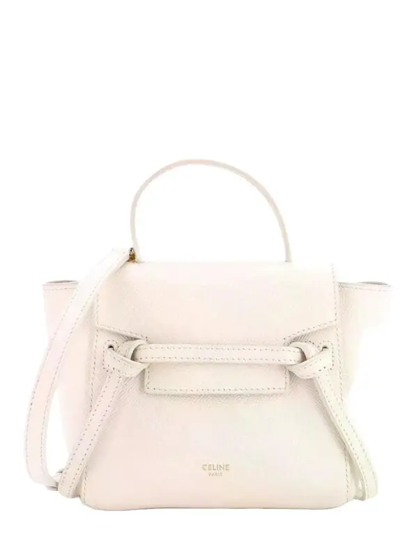 Celine Textured Leather Pico Belt Bag Shoulder Bag - White