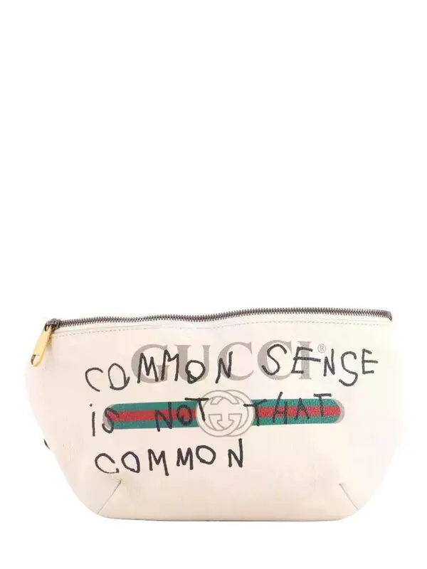 Gucci Logo Printed Leather Medium Belt Bag - White