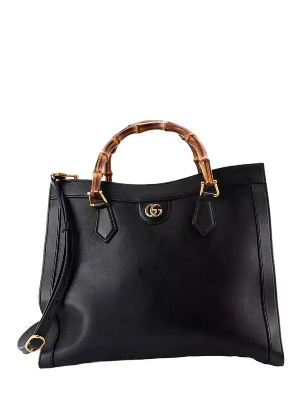 Gucci Diana Nm Bamboo Handle Leather Tote Bag - Black