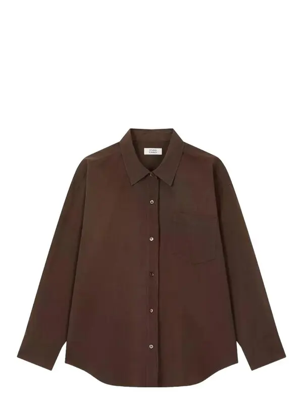 STUDIO TOMBOY Cotton Chest Patch Pocket Button-down Shirt - Brown