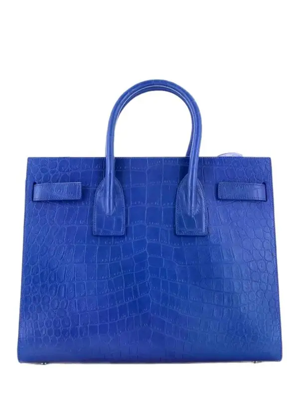Saint Laurent Crocodile Embossed Leather Small Satchel - Blue