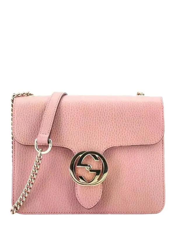 Gucci Interlocking Leather Small Shoulder Bag - Pink