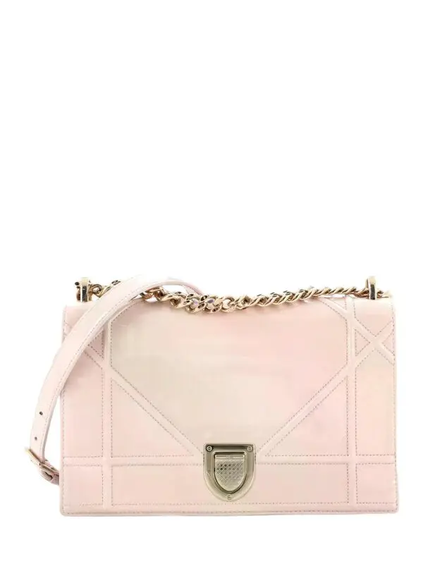 Dior Diorama Flap Bag Patent Medium Shoulder Bag - Neutrals