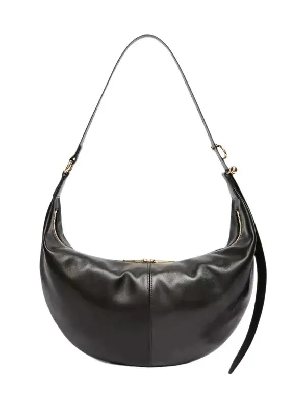 Sportmax Pioppo Crescent Leather Shoulder Bag - Black
