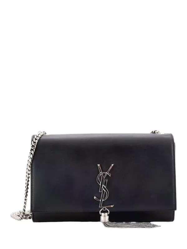 Saint Laurent Classic Monogram Tassel Leather Medium Crossbody Bag - Black