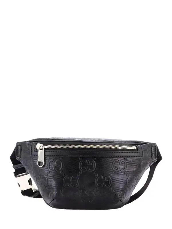 Gucci Gg Embossed Perforated Leather Belt Bag - Black