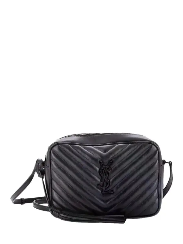 Saint Laurent Lou Camera Bag Matelasse Chevron Leather Small Crossbody Bag - Black