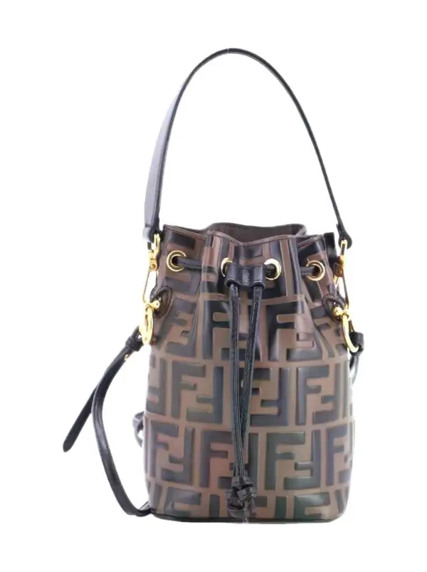 Fendi Mon Tresor Zucca Embossed Leather Mini Bucket Bag - Brown