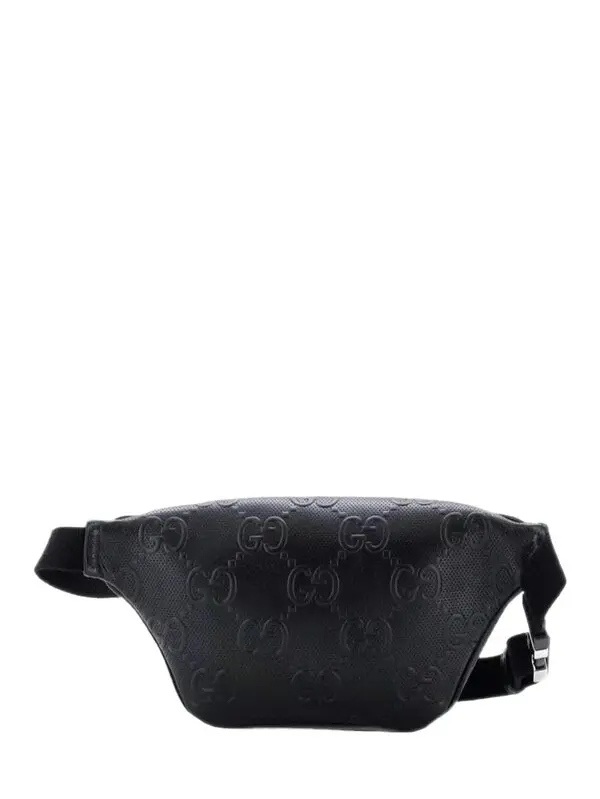 Gucci Gg Embossed Perforated Leather Belt Bag - Black