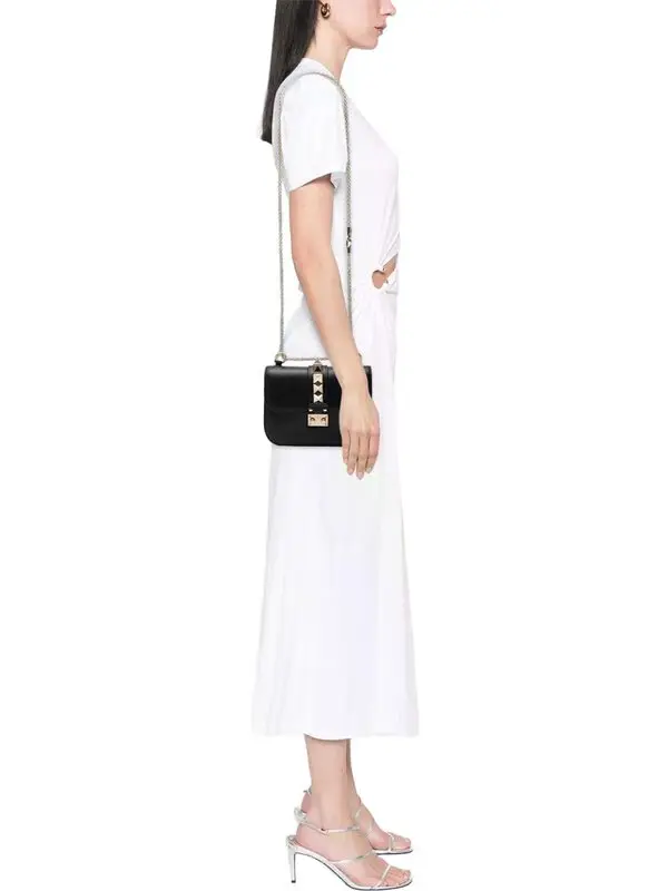 Valentino Garavani Rockstud Glam Lock Small Leather Crossbody Bag - Black