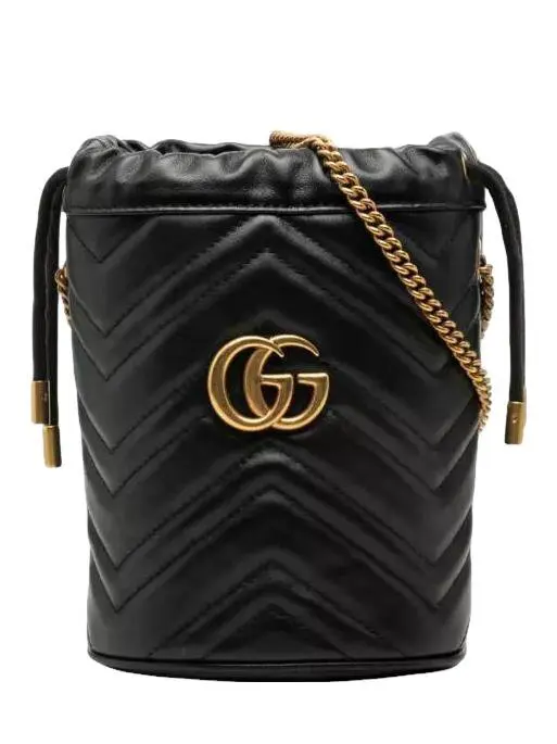 Gucci Small Gg Marmont Matelassé Leather Bucket Bag - Black