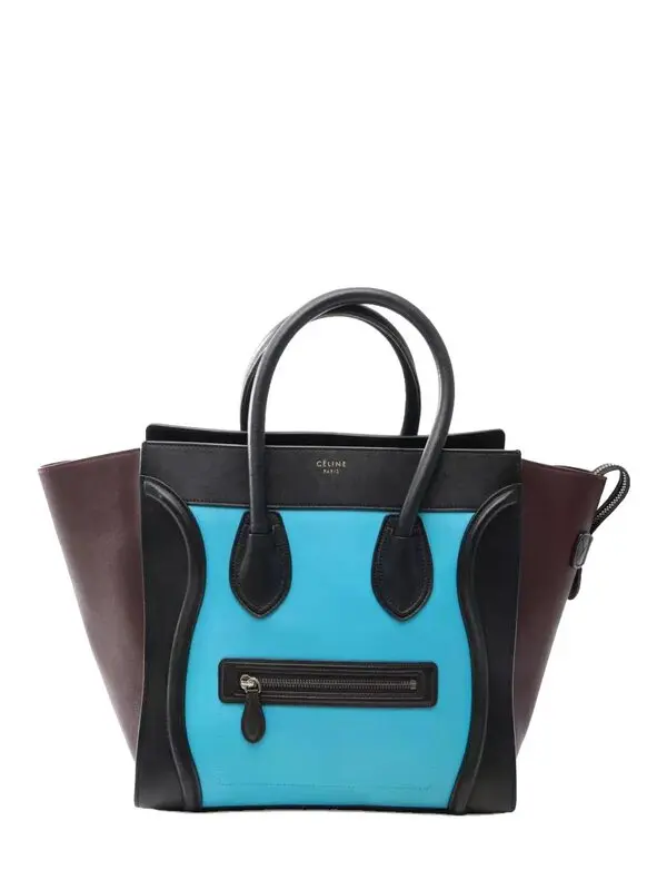Celine Mini Tricolor Leather Luggage Tote Bag - Blue