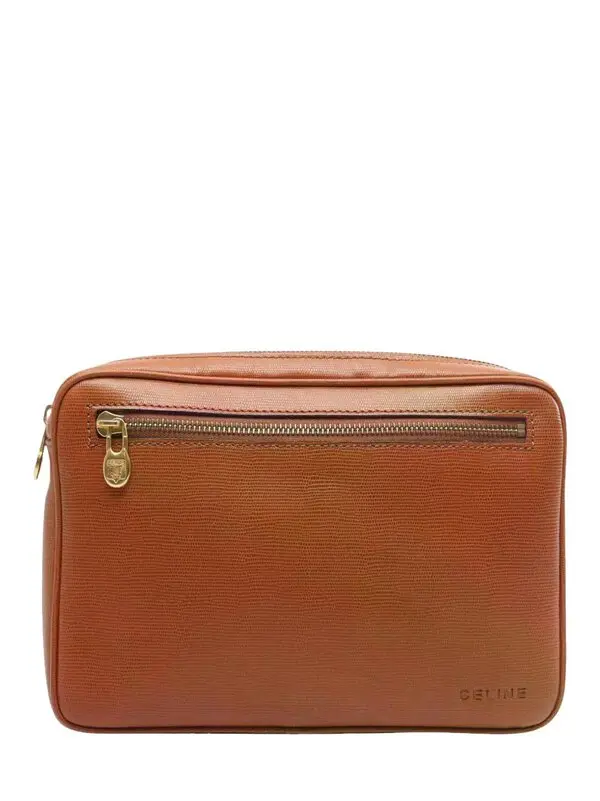 Celine Embossed Leather Clutch Bag - Brown