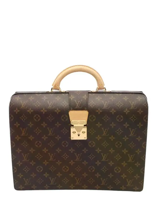 LOUIS VUITTON Monogram Serviette Fermoir Business Bag - Brown