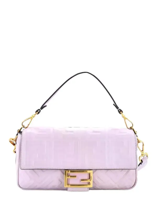 Fendi Baguette Nm Zucca Embossed Leather Medium Crossbody Bag - Purple