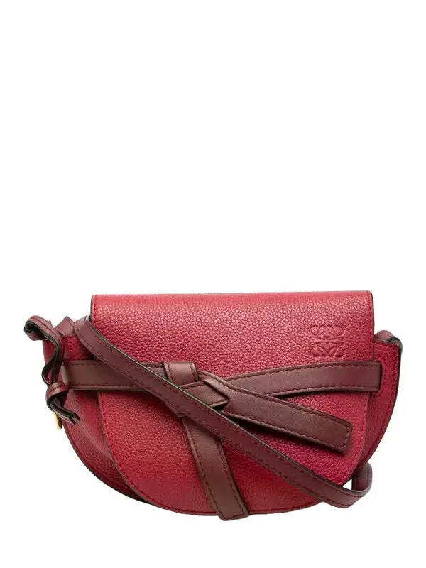 Loewe Mini Bicolor Grained Calfskin Gate Crossbody Bag - Red