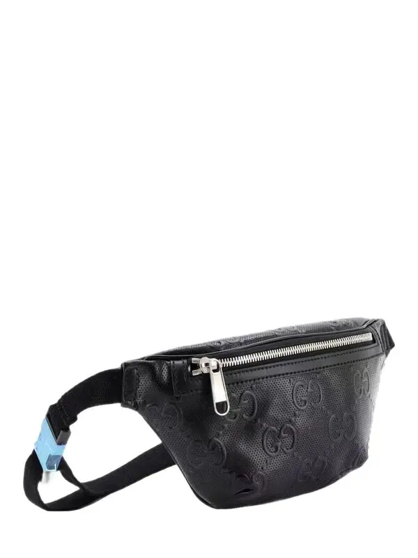 Gucci Gg Embossed Perforated Leather Belt Bag - Black