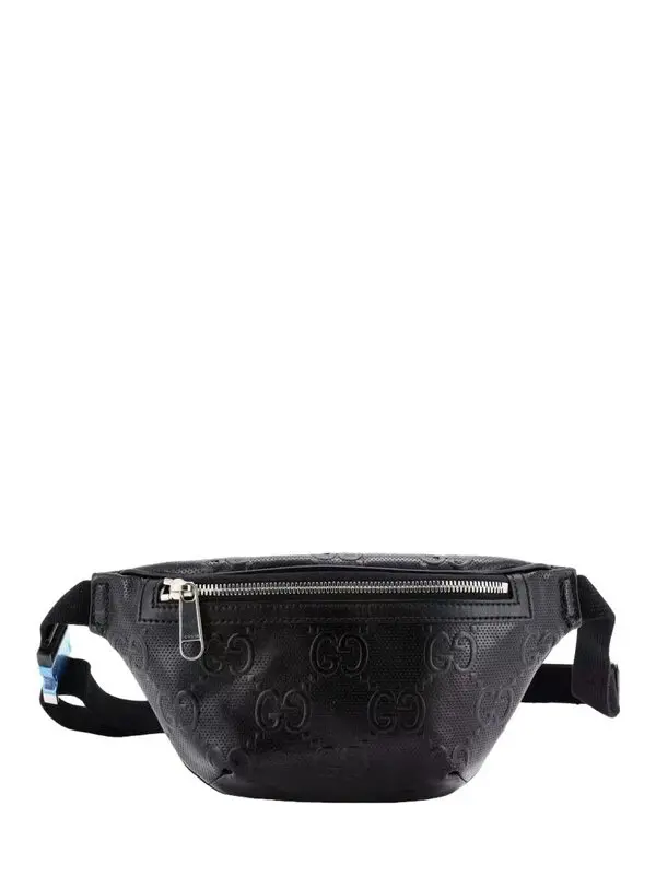 Gucci Gg Embossed Perforated Leather Belt Bag - Black