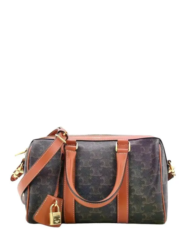 Celine Triomphe Coated Canvas Boston Bag - Brown