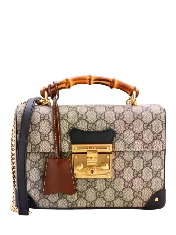 Gucci Padlock Bamboo Gg Coated Canvas Small Shoulder Bag - Brown