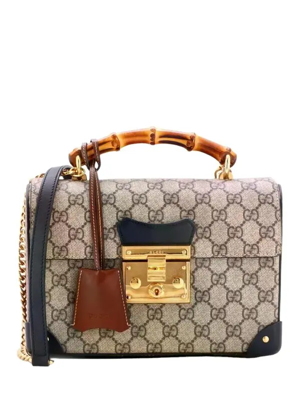 Gucci Padlock Bamboo Gg Coated Canvas Small Shoulder Bag - Brown