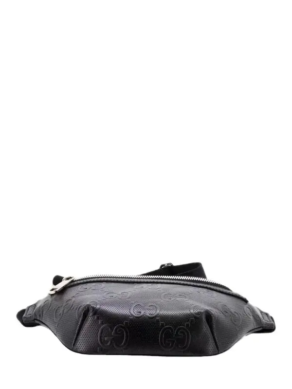 Gucci Gg Embossed Perforated Leather Belt Bag - Black