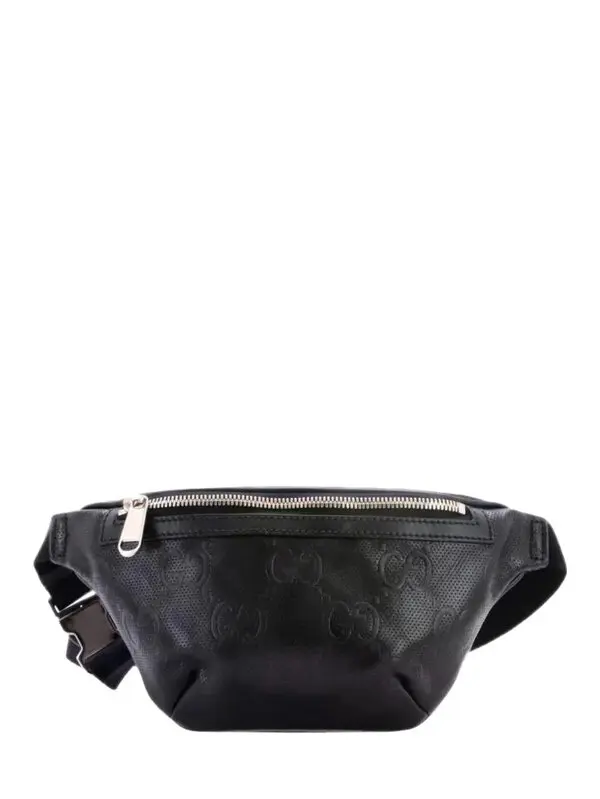 Gucci Gg Embossed Perforated Leather Belt Bag - Black