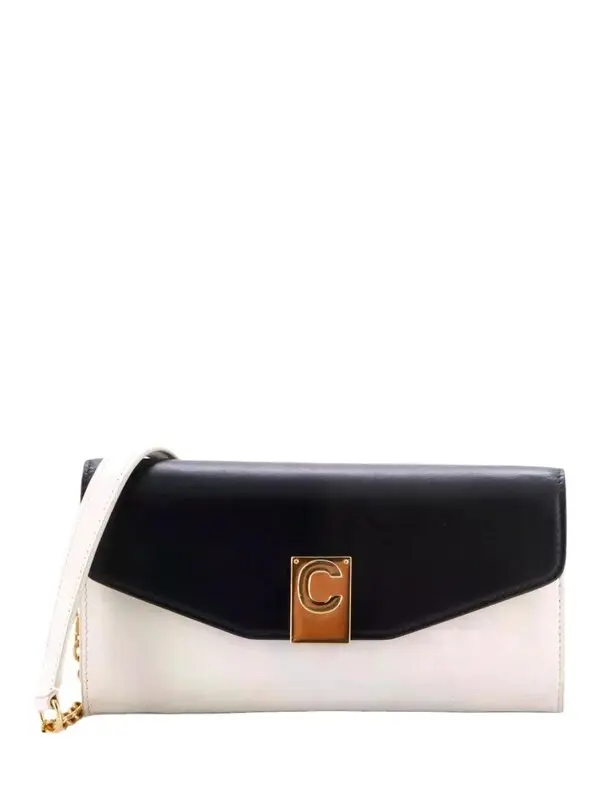 Celine C Wallet On Chain Leather Crossbody Bag - Black