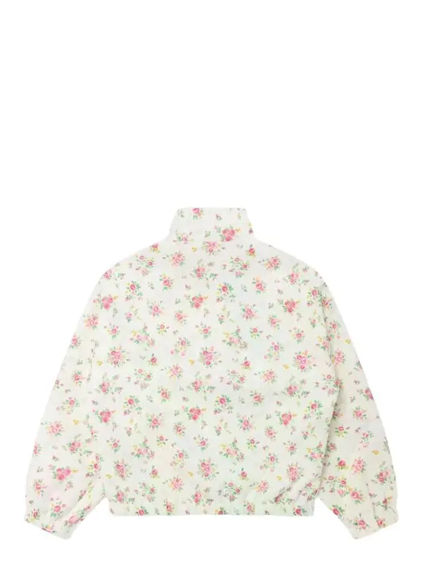 SHUSHU/TONG Floral-print Pleated Bomber Jacket - White