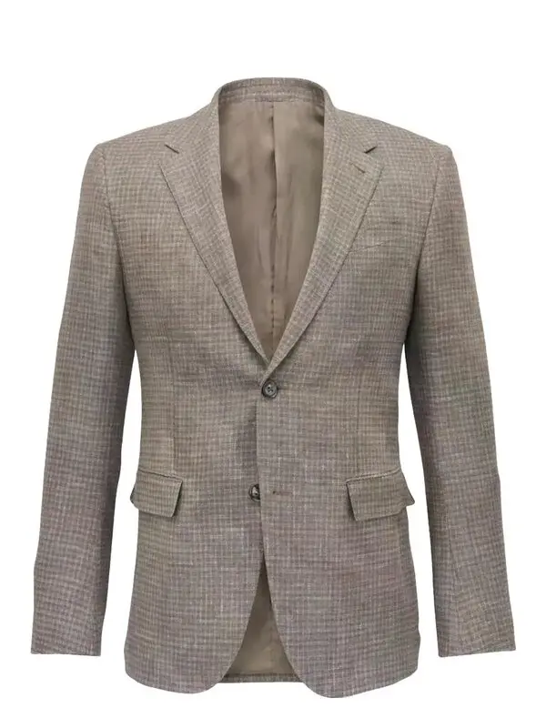 Zegna Checked Notched Jacket - Neutrals