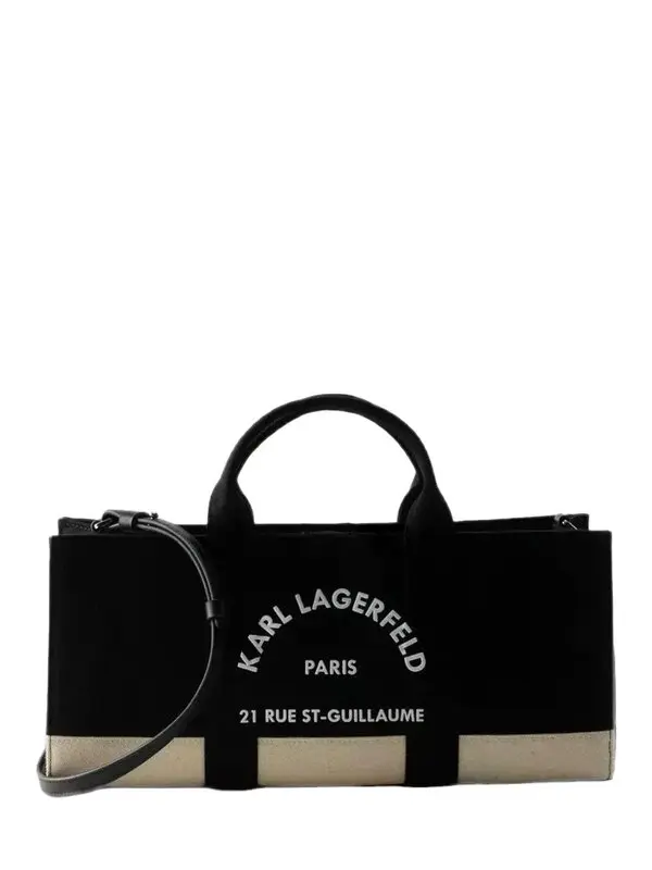 Karl Lagerfeld Rue St-guillaume Logo Print Tote Bag - Black