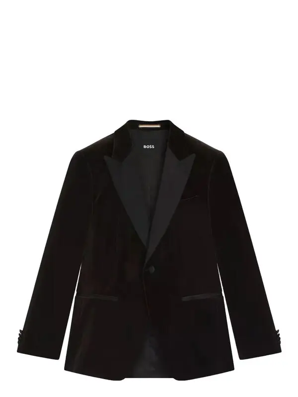 BOSS Slim-fit Tuxedo Jacket In Cotton Velvet - Black