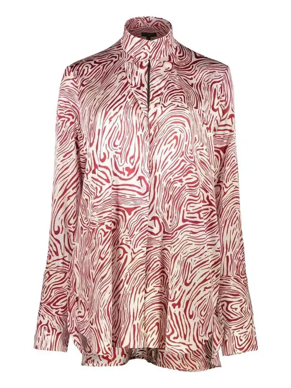 ELLERY Geometric Print Silk-blend Blouse - Neutrals