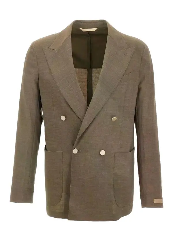 BRIGLIA 1949 Peak-lapel Double-breasted Blazer - Brown