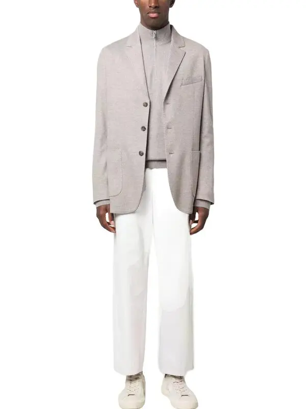 MANDELLI Single-breasted Notched-lapels Blazer - Neutrals