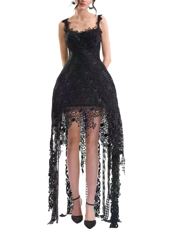 GEMY MAALOUF Embroidered Lace Gown - Black