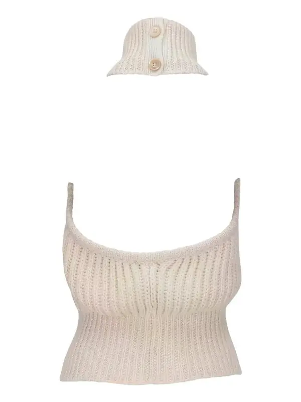 Isaia Cable Knit Turtleneck Top - White