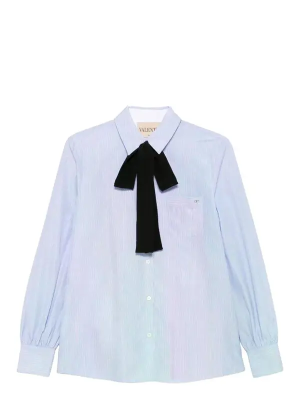 Valentino Garavani Pinstriped Shirt With Bow Detail - Blue